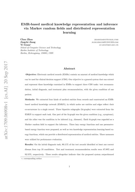 emr based medical knowledge representation and inference via markov random fields and