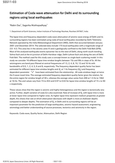 Pdf Estimation Of Coda Wave Attenuation For Delhi And Its Surrounding Regions Using Local