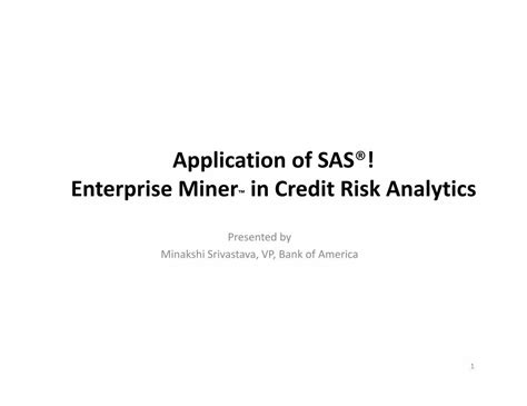 Pdf Application Of Sas Enterprise Miner In Credit Risk Analytics · Application Of Sas