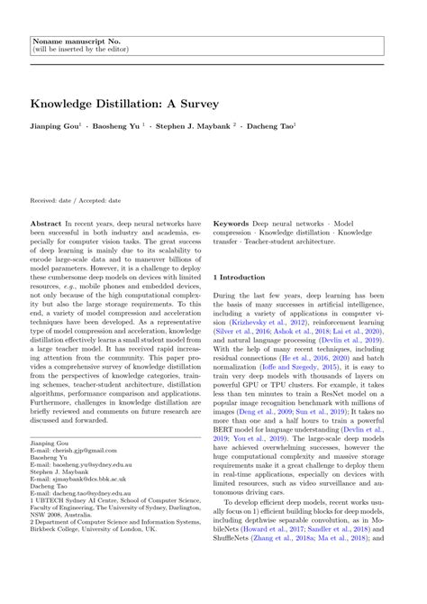 pdf knowledge distillation a survey