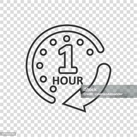 플랫 스타일로 1 시간 시계 아이콘 격리된 배경의 타이머 카운트다운 벡터 그림입니다 시간 측정 기호 비즈니스 개념 1에 대한 스톡 벡터 아트 및 기타 이미지 Istock