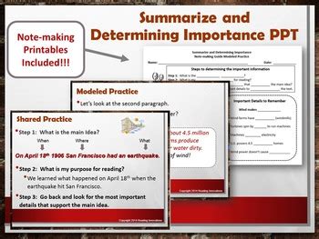 Summarize And Determining Importance Power Point By Reading Innovations
