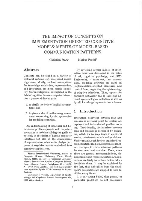 Pdf The Impact Of Concepts On Implementation Oriented Cognitive Models Merits Of Model Based