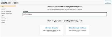 how to create a user pool with aws cognito