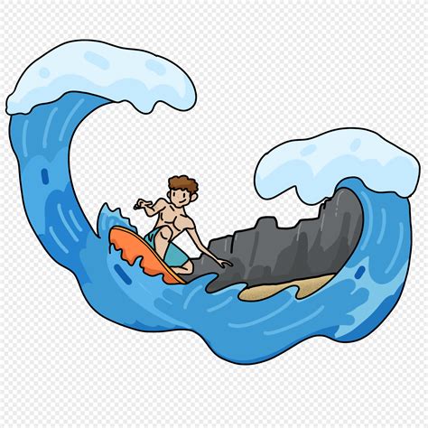 손으로 만든 만화 여름 서핑 캠페인 Png 일러스트 무료 다운로드 Lovepik