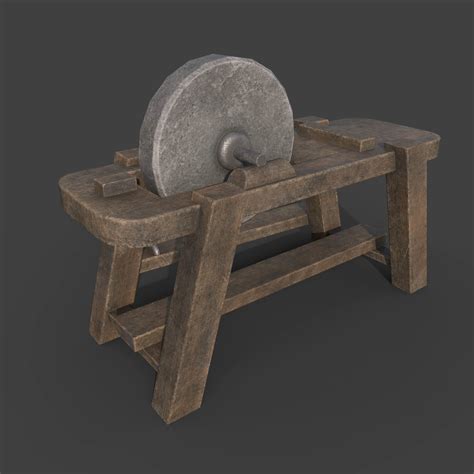 3d Model Medieval Grindstone Vr Ar Low Poly Cgtrader