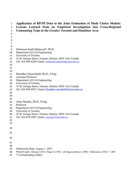 Pdf An Application Of Rp Sp Data For Joint Estimation Of Mode Choice Models