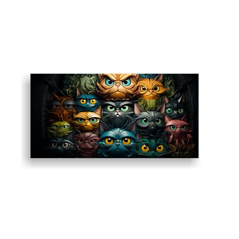 Cuadro Abstracto De Gatos De Colores Apilados ¡compra Ahora Decocuadros