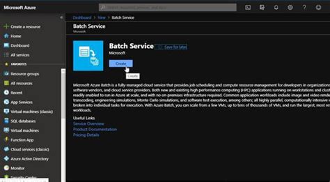 Deploying An Azure Batch Job From Azure Portal