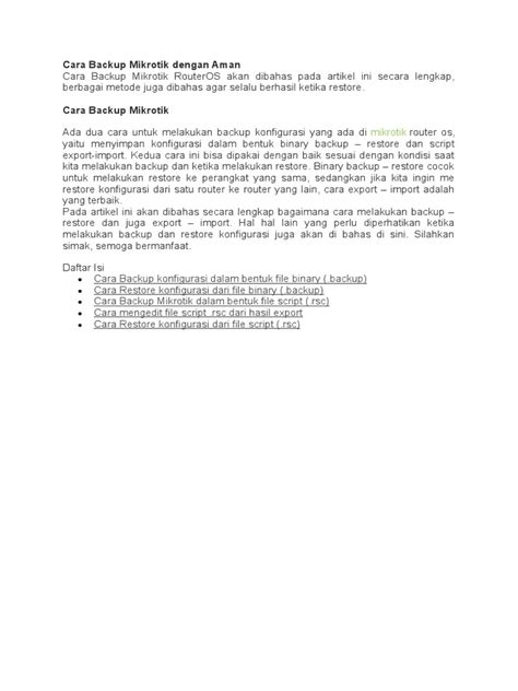 Cara Backup Mikrotik Dengan Aman Pdf