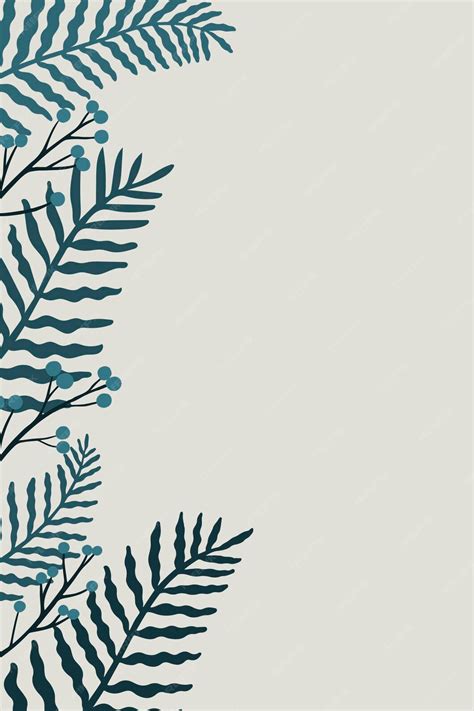 회색 배경 벡터에 잎이 많은 식물 복사 공간 무료 벡터