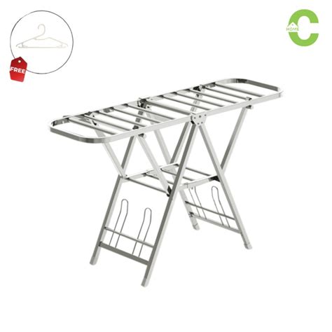 Homec ราวตากผ้าสแตนเลส ราวตากผ้าพับได้ แขวนผ้าแบบกางปีก Folding Clothes Rack พับเก็บได้ ประหยัด