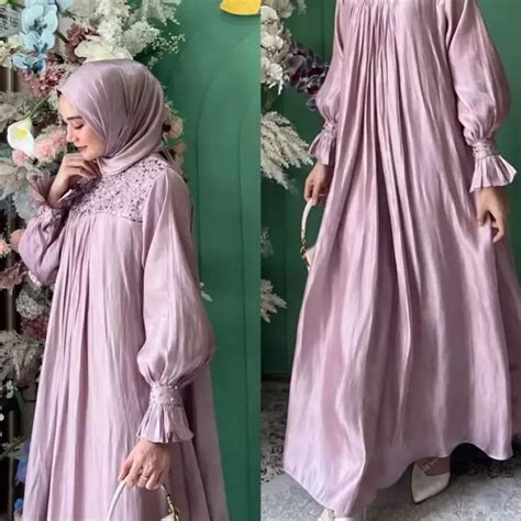 Jual Terbaru Gamis Mewah Kondangan Sage Gamis Shimer Silk Premium Jumbo