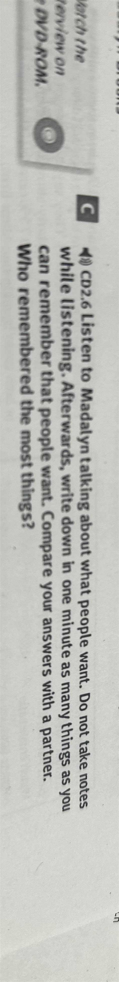 Solved Tarch Thec I ﻿cd2 6 ﻿listen To Madalyn Talking