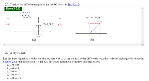 Solved 2 7 Consider The Differential Equation For The RC Chegg Com
