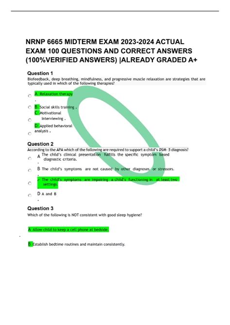 Nrnp 6665 Midterm Exam Actual Exam 100 Questions And Correct Answers 100 Verified Answers