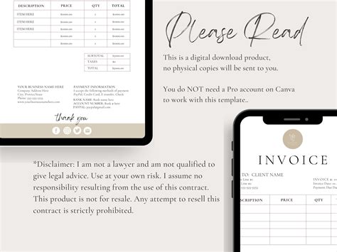 EDITABLE Invoice Invoice Template Business Invoice Etsy