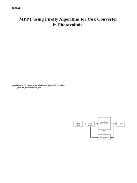 Mppt Using Firefly Algorithm For Cuk Converter In Pdf Photovoltaics Solar Panel