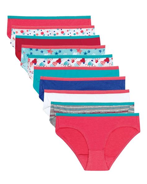 Hanes Gsth10 Hanes Gsth10 Girls Breathable Stretch Hipsters 10 Pack