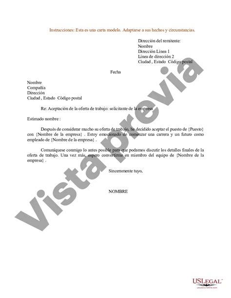Modelo De Carta De Aceptacion De Oferta De Trabajo 3 Ejemplos De