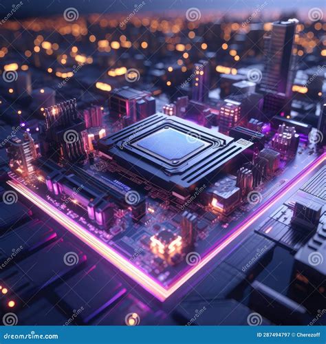 Cpu On The Motherboard Stock Illustration Illustration Of Hardware 287494797