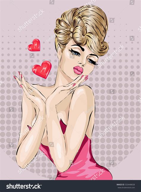Valentines Day Pin Up Sexy Woman Sending Stock Vector Royalty Free