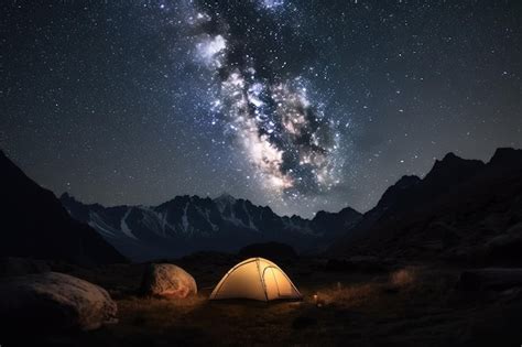 Campamento Con Carpa Que Brilla Intensamente En La Noche En Las