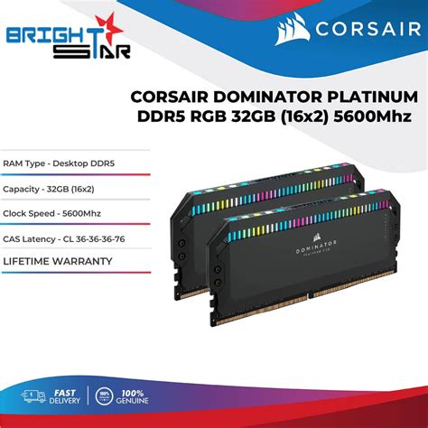 Corsair Vengeance Dominator Platinum Rgb Ddr5 Desktop Memory 32gb 16x2