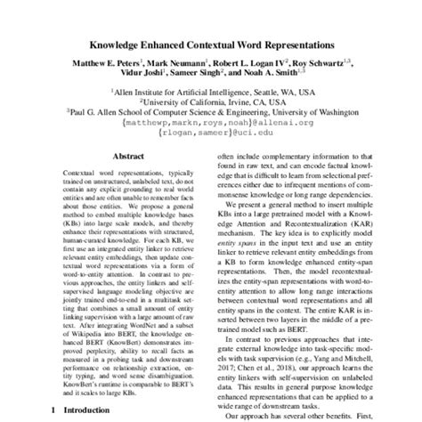 Knowledge Enhanced Contextual Word Representations Acl Anthology