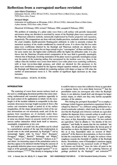 Pdf Reflection From A Corrugated Surface Revisited