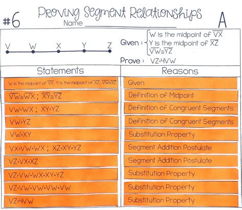 Segment Proofs Worksheet