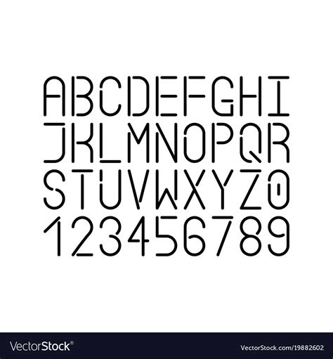 Modern Single Line Font Uppercase Letters Vector Image