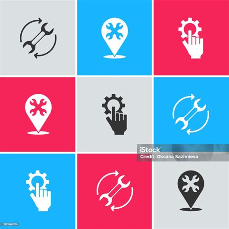 Set Wrench And Arrows As Workflow Location With Wrench And Settings In