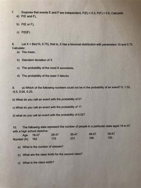 Solved 7 Suppose That Events E And F Are Independent P E Chegg Com