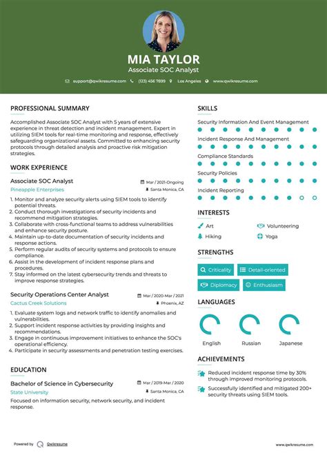 10 Soc Analyst Resume Samples And Templates For 2025
