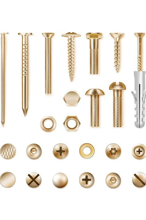 矢量金色螺丝螺丝帽螺丝钉元素设计 众图网 花瓣网