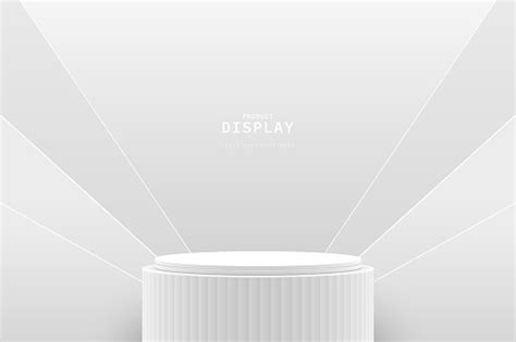 3d 모양 배경이 있는 현실적인 현대 흰색 3d 실린더 연단 받침대 벡터 기하학적 형태 디자인입니다 제품 모형을 위한 벽 장면 쇼케이스를 위한 3d 무대 3d 벡터 렌더링