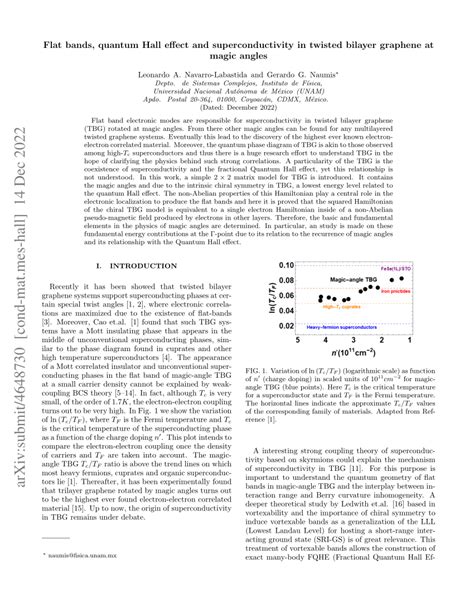 Pdf Flat Bands Quantum Hall Effect And Superconductivity In Twisted Bilayer Graphene At Magic