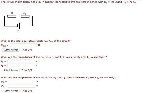 Solved The Circuit Shown Below Has A 30 V Battery Connected