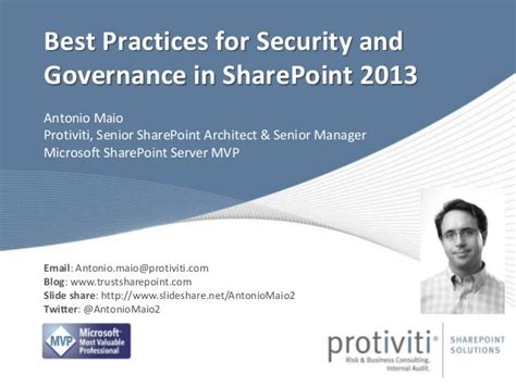 Best Practices For Security And Governance In Sharepoint 2013