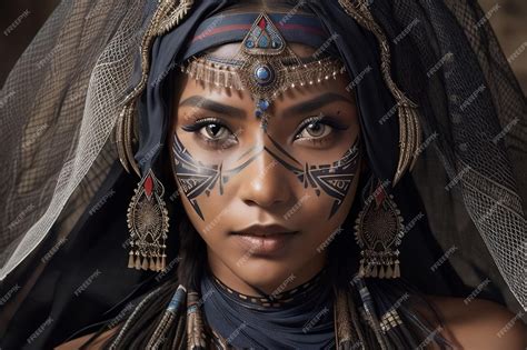 Premium Ai Image A Stunning Photo Of A Woman With Aztech Tribal Markings And An Incredibly