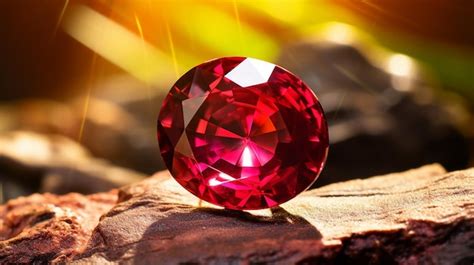 Radiant Ruby Red Iridescent Gem In Sunlight Premium Ai Generated Image