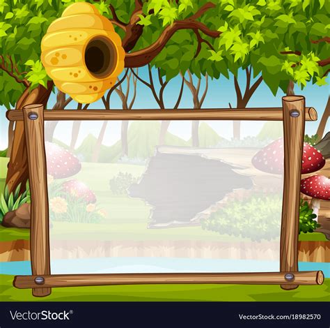 Border Template With Forest In Background Vector Image