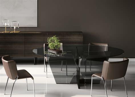 Tonelli Crossover Oval Glass Dining Table - Tonelli Design At Go Modern