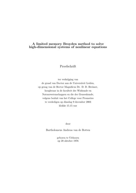 Pdf A Limited Memory Broyden Method To Solve High Dimensional Systems Of Nonlinear Equations