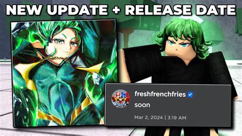New Tatsumaki Update Release Date The Strongest Battlegrounds Youtube