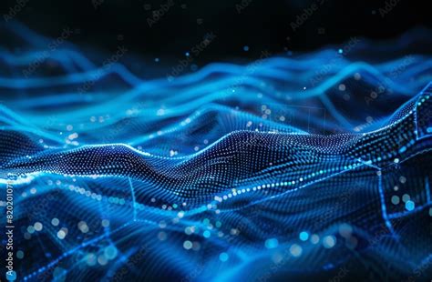 Abstract Blue Digital Wave Background This Image Depicts A Dynamic Digital Wave Pattern With