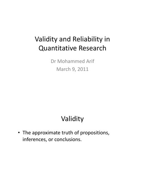Pdf Validity And Reliability In Quantitative Research Dokumen Tips