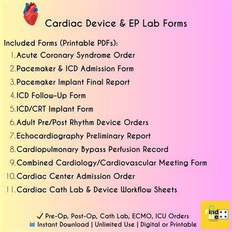 Cardiac And Cath Lab Forms Bundle Pacemaker Icd Ep Acs Admission And Implant Reports