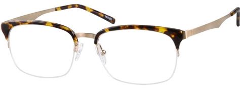Order Online Unisex Tortoiseshell Half Rim Mixed Materials Browline Eyeglass Frames Model